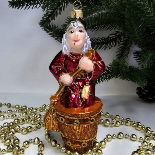 Купить стеклянная елочная игрушка irena-co баба яга бордо в магазине ...