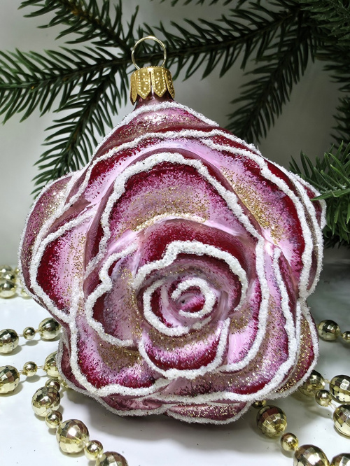 Купить стеклянная елочная игрушка роза в магазине Elichristmas с ...